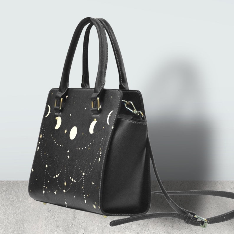 Moon Phases Celestial Shoulder Bag Black Cottagecore Witchy - Etsy