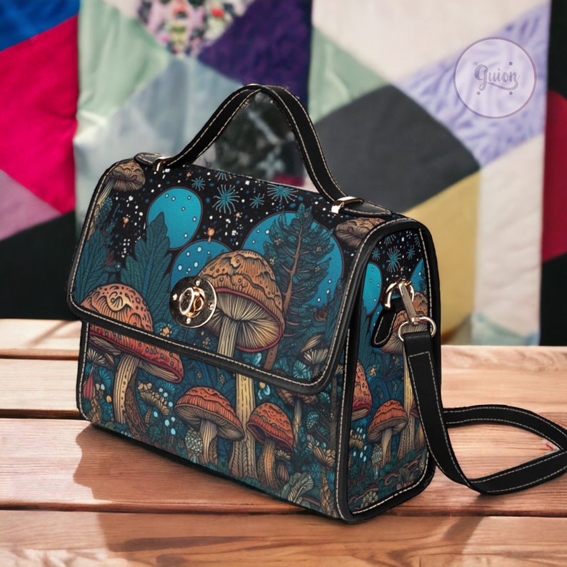 Cottagecore Witch Canvas Satchel Bag, Cute Women Mushroom Crossed Body ...