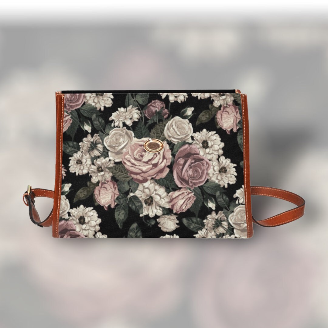 Cottagecore Rose Foral Canvas Satchel Bag Cute Women Rose - Etsy