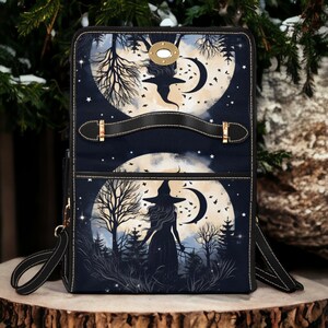 Dark Witchy Bag, Witch and Moon Gothic Crossbody Crow Handbag ...