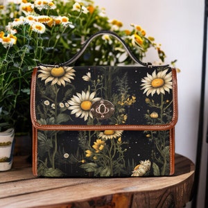 Cottagecore Floral Boho Canvas Satchel Bag, Vintage Women Crossed Body ...