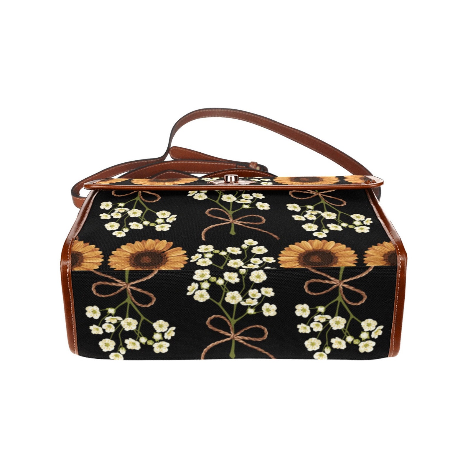 Cottagecore Sunflower Cute Canvas Satchel Bag, Rustic Flower Crossbody ...
