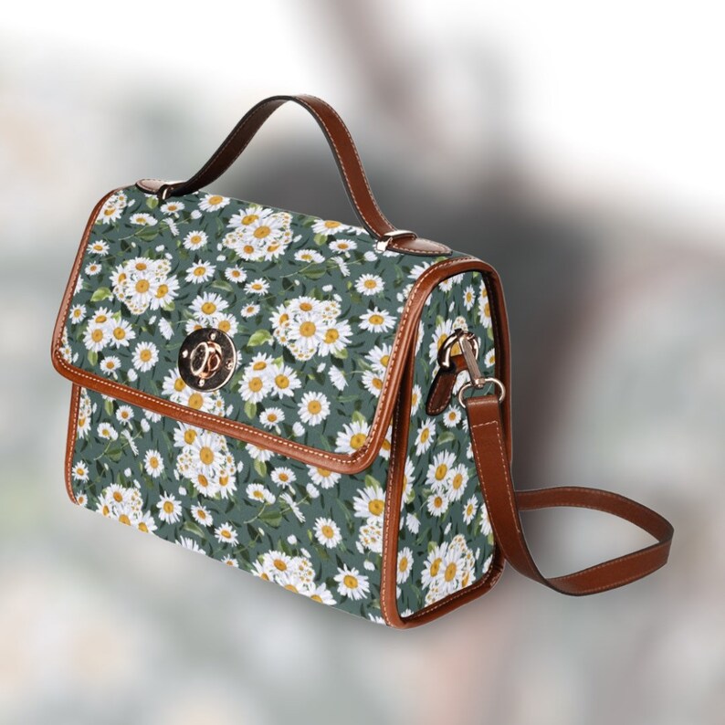 Daisy Bag, Cottagecore Canvas Satchel Bag, Cute Women Daisy Crossed ...
