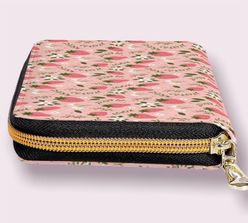 Cute Pink Strawberry Wallet Cottagecore Nature Zipper Wallet - Etsy