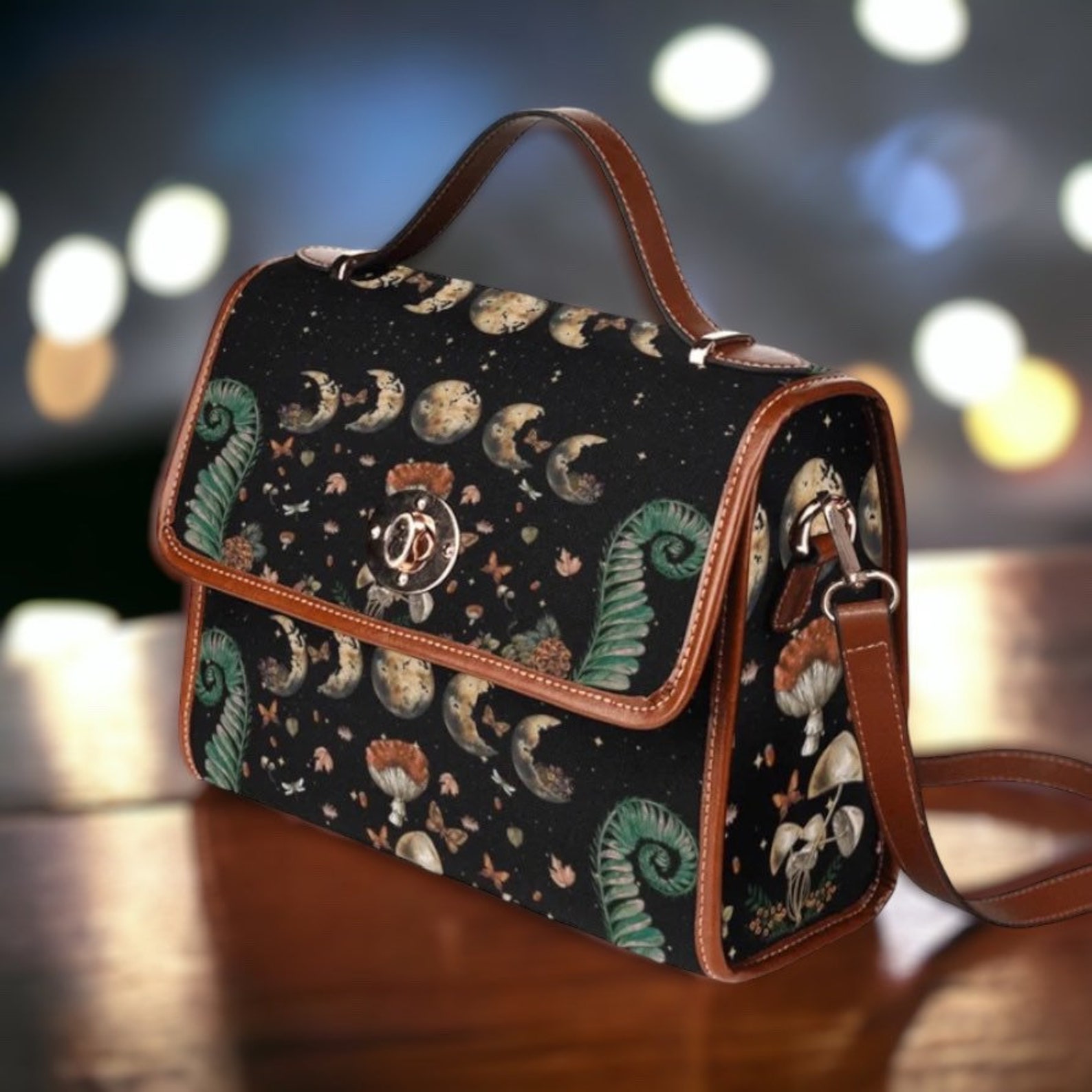 Cottagecore Witch Canvas Satchel Bag, Cute Women Mushroom Crossed Body ...