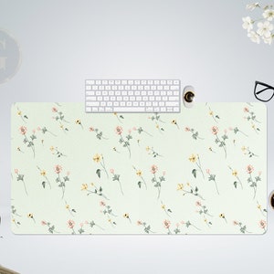 Wildflower Desk Mat, Botanical Herb Plant Mouse Pad Boho Floral Cute ...