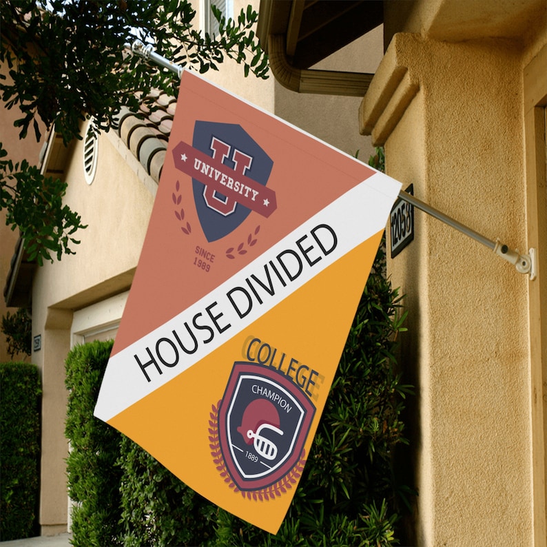 Custom House Divided Flag - College Sports Yard Flag - Double Sided ...