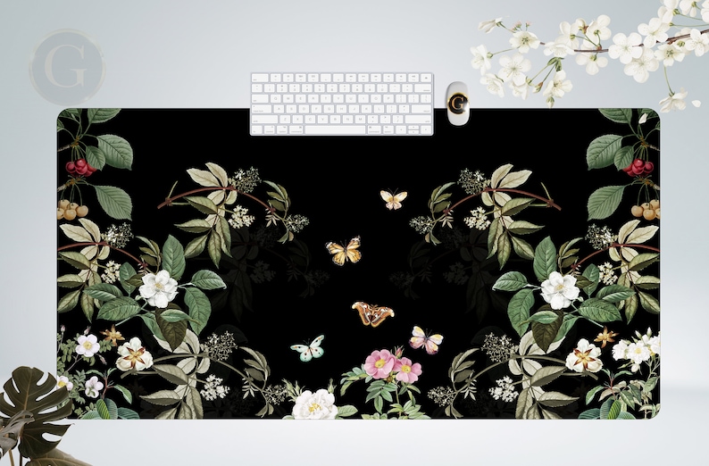 Wildflower Desk Mat, Botanical Herb Plant Mouse Pad Dandelion Floral ...