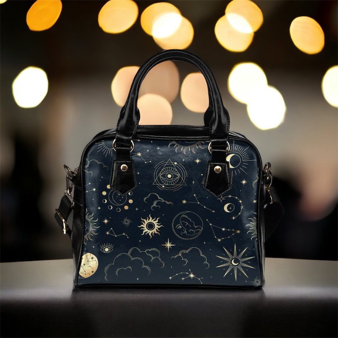 Astrology Magic Witch Vegan Leather Goth Hand Bag, Boho Witchy Crossed ...
