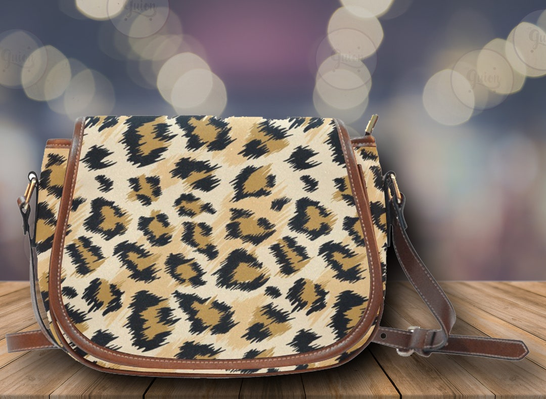 Leopard Skin Print Boho Saddle Bag, Leopard Print Shoulder Bag, Vegan ...