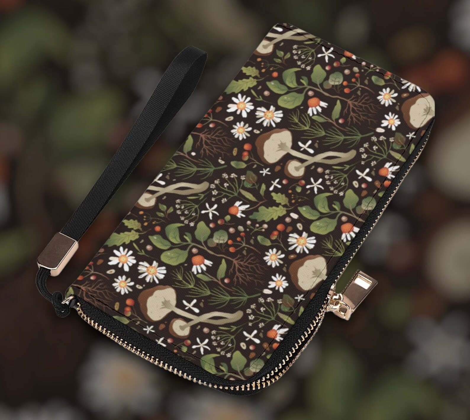 Cottagecore Nature Green Wallet Boho Mushroom Forest Pattern, Cute ...
