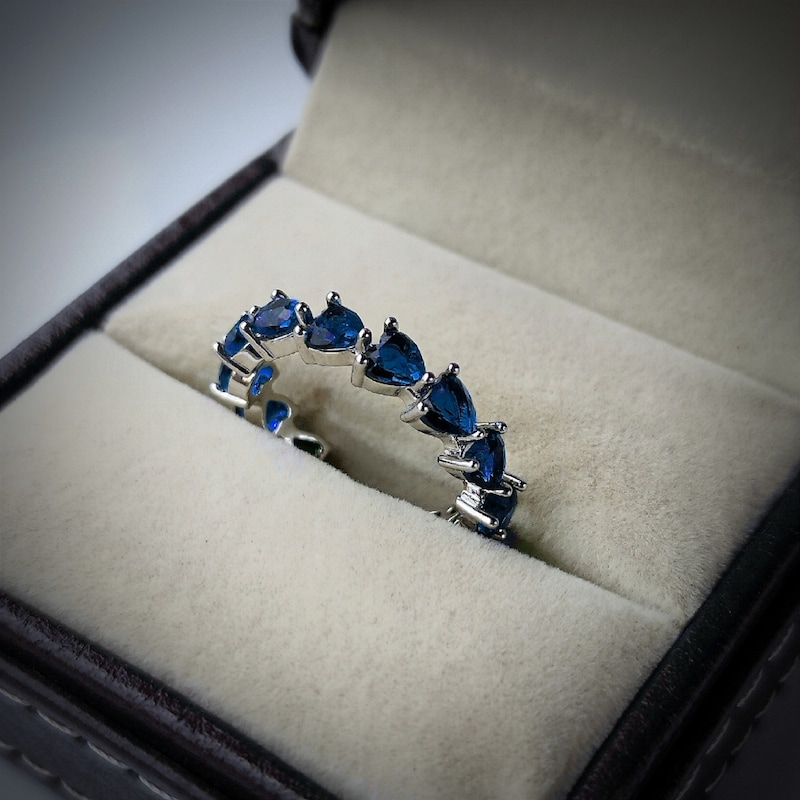 Blue Heart Ring - Etsy