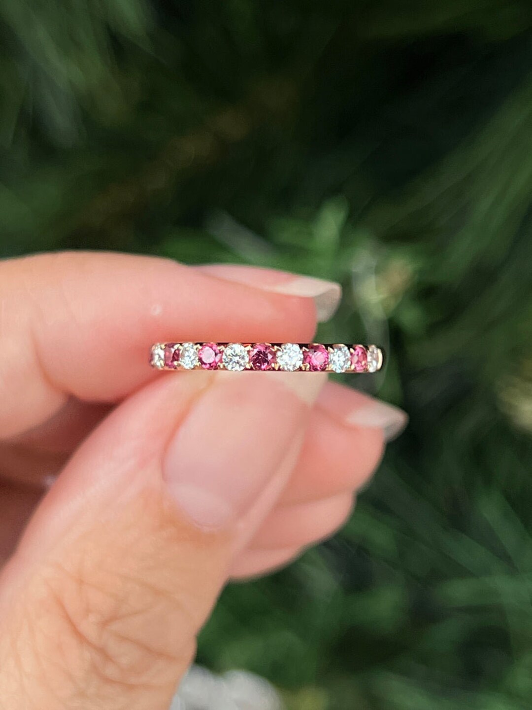 Elegant Eternity Band/ Pink Tourmaline Gemstone Ring/ Pink Stone ...
