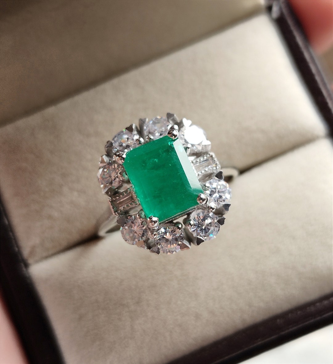 Emerald Gemstone Ring/ Emerald Cut Gemstone Ring/ 925 Sterling Silver ...