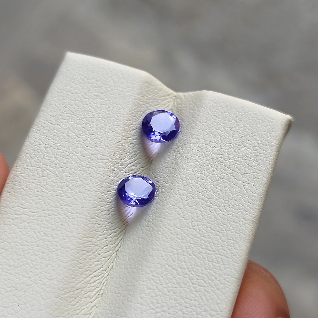 Lab Grown Tanzanite Pair, 5mm, 6mm, 7mm, 8mm Tanzanite Round Pair ...