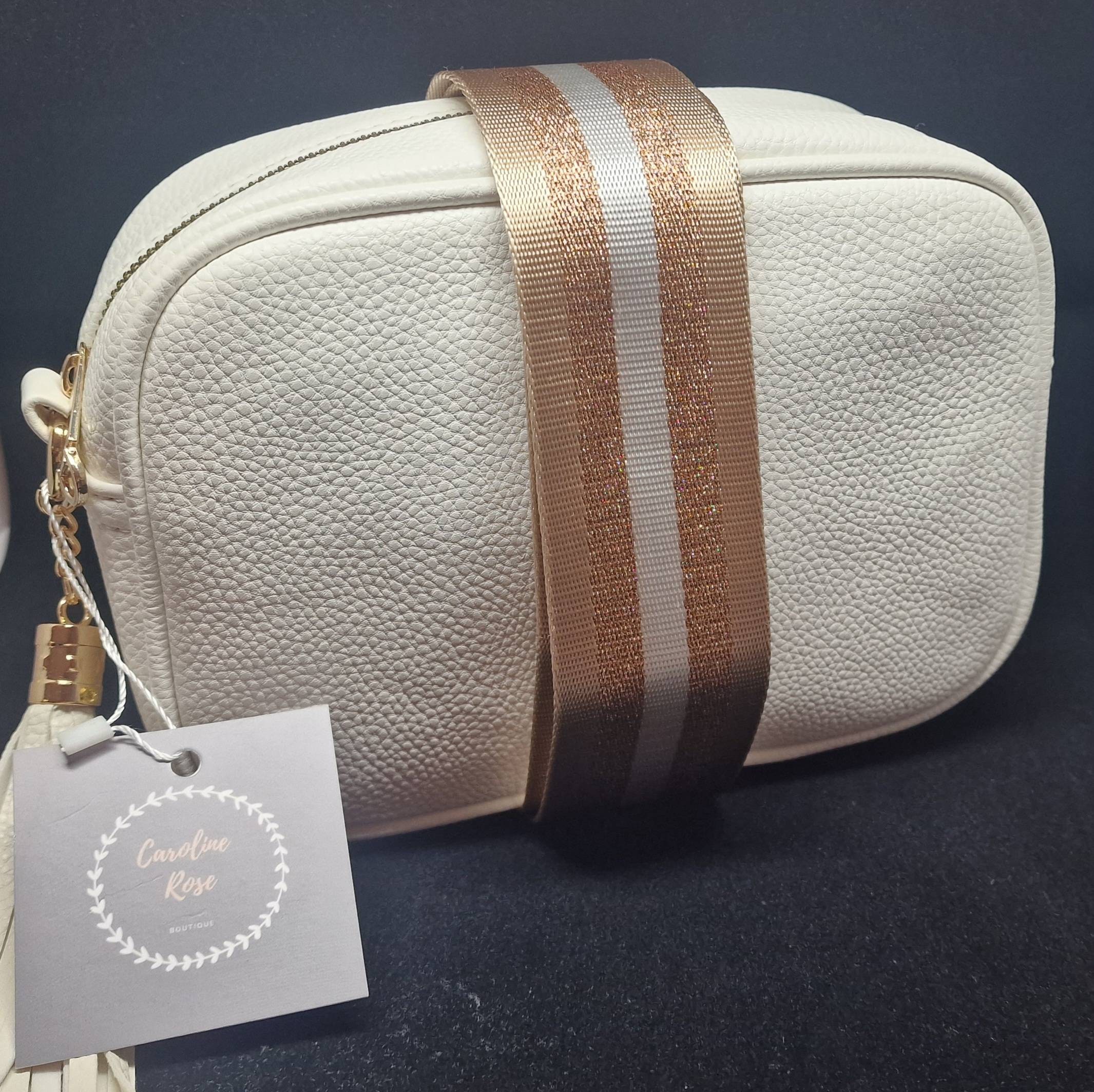 Crossbody Tassel Camera Style Bag With Wide Neutral Glitzy - Etsy UK