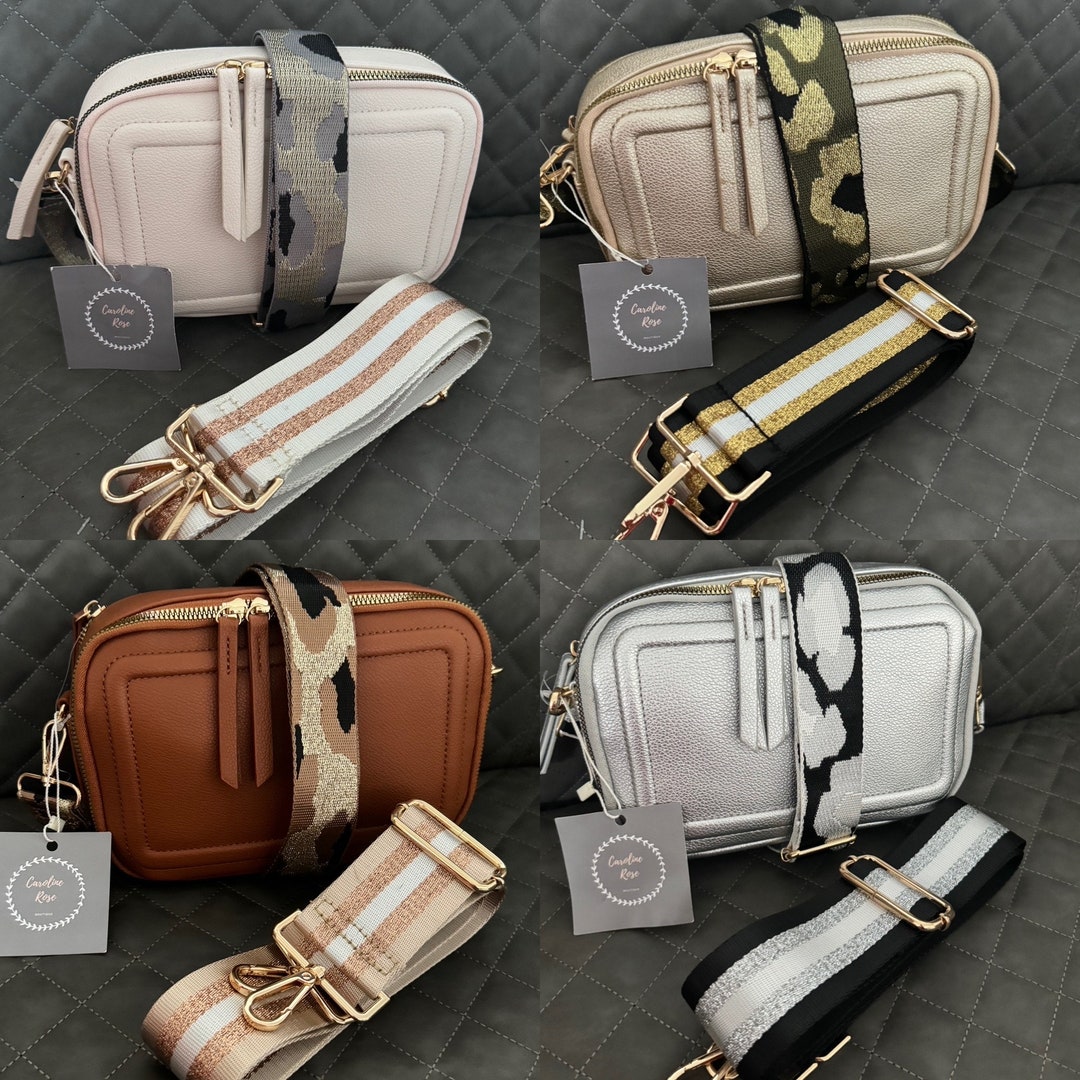 SPECIAL OFFER: Double Zip Crossbody Bag With Two Changeable Straps Gold ...