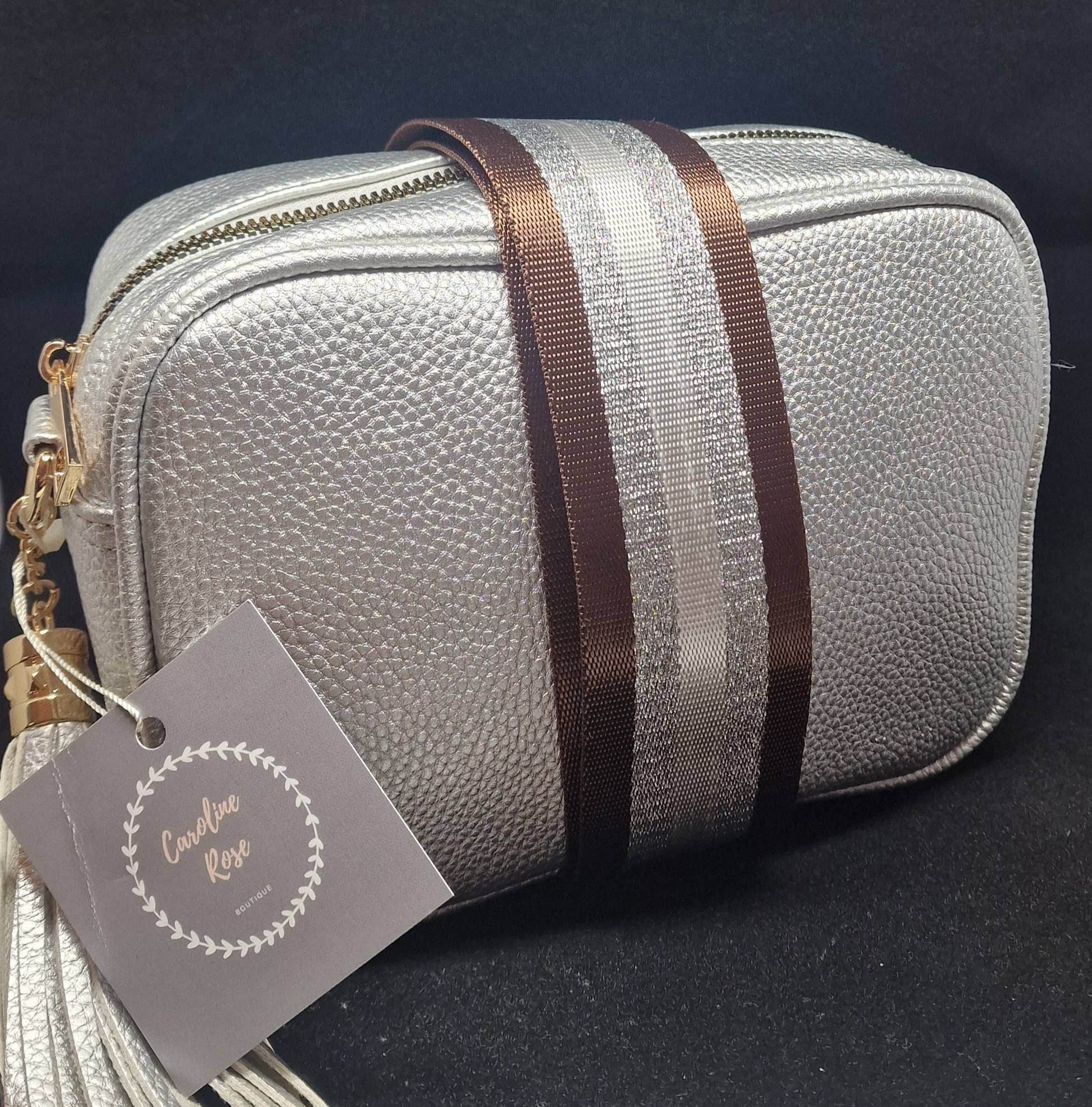 Crossbody Tassel Camera Style Bag With Wide Neutral Glitzy - Etsy UK