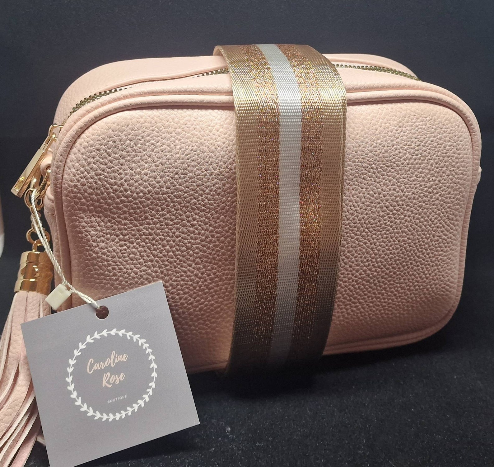 Crossbody Tassel Camera Style Bag With Wide Neutral Glitzy - Etsy UK