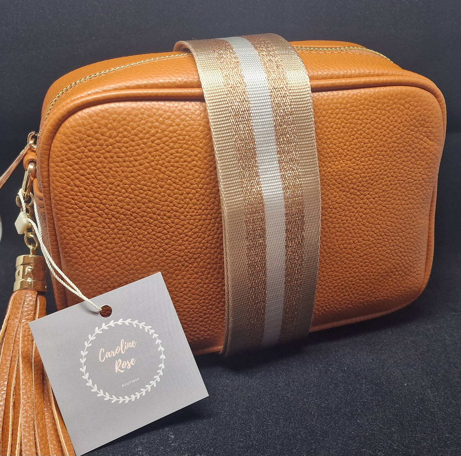 Crossbody Tassel Camera Style Bag With Wide Neutral Glitzy - Etsy UK