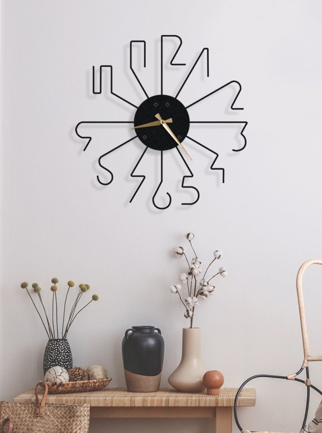 Line Metal Wall Clock, Wall Decor, Art, Wall Art, Special Design, Gifts ...