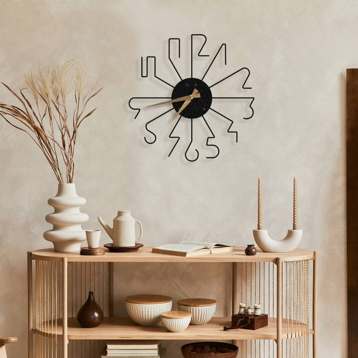 Line Metal Wall Clock Wall Decor Art Wall Art Special | Etsy