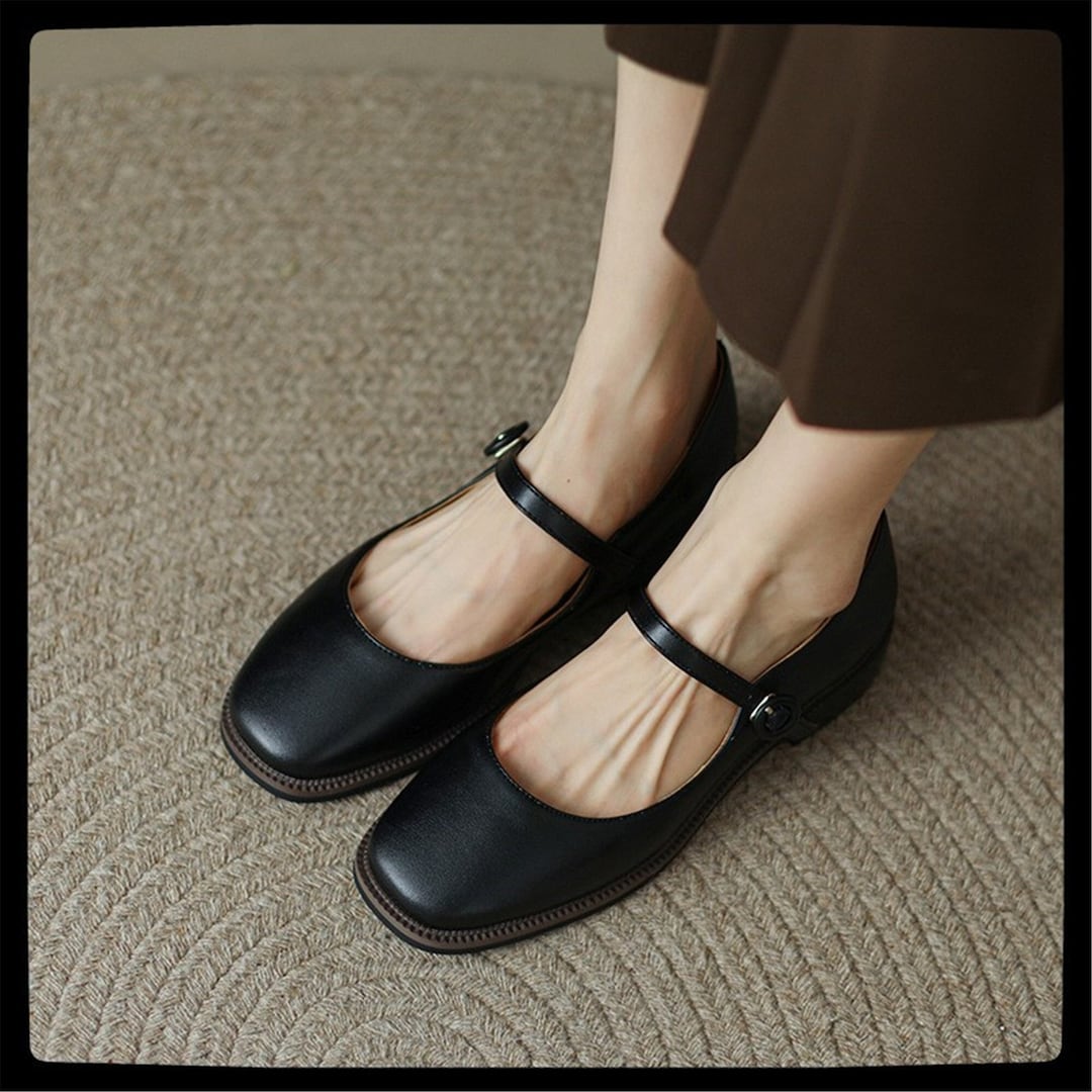 Mary Jane Square Toe Shoes Ballet Flats Retro Women Shoes - Etsy