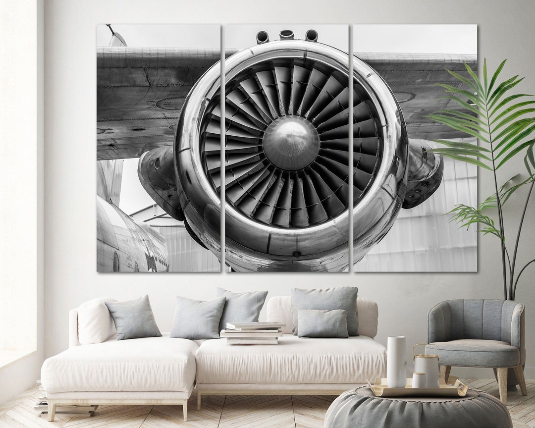 Airliner Wall Art Aitcraft Engine Turbine Canvas Print Jet Engine Wall ...