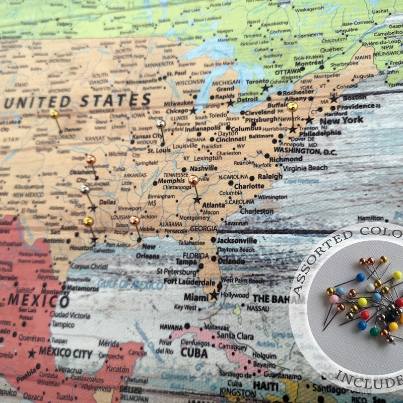 World Map Push Pin - Etsy