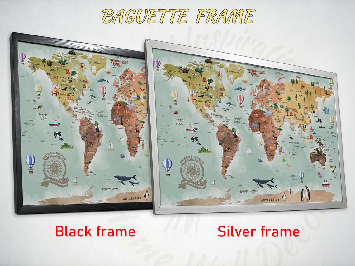 Wanderlust World Map Printable Kids World Map Nursery Homeschooling ...