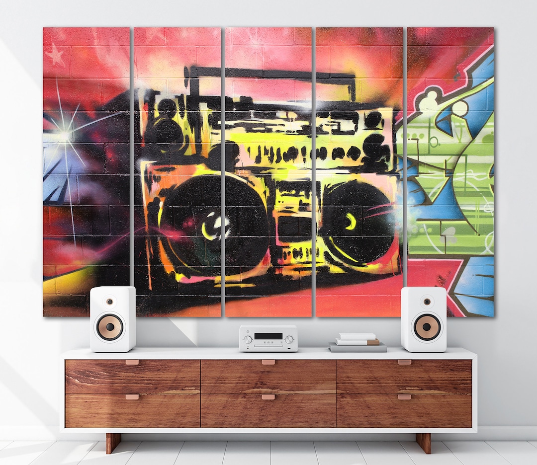 80s Boombox Wall Art Canvas Print Hip Hop Graffiti Wall Decor - Etsy