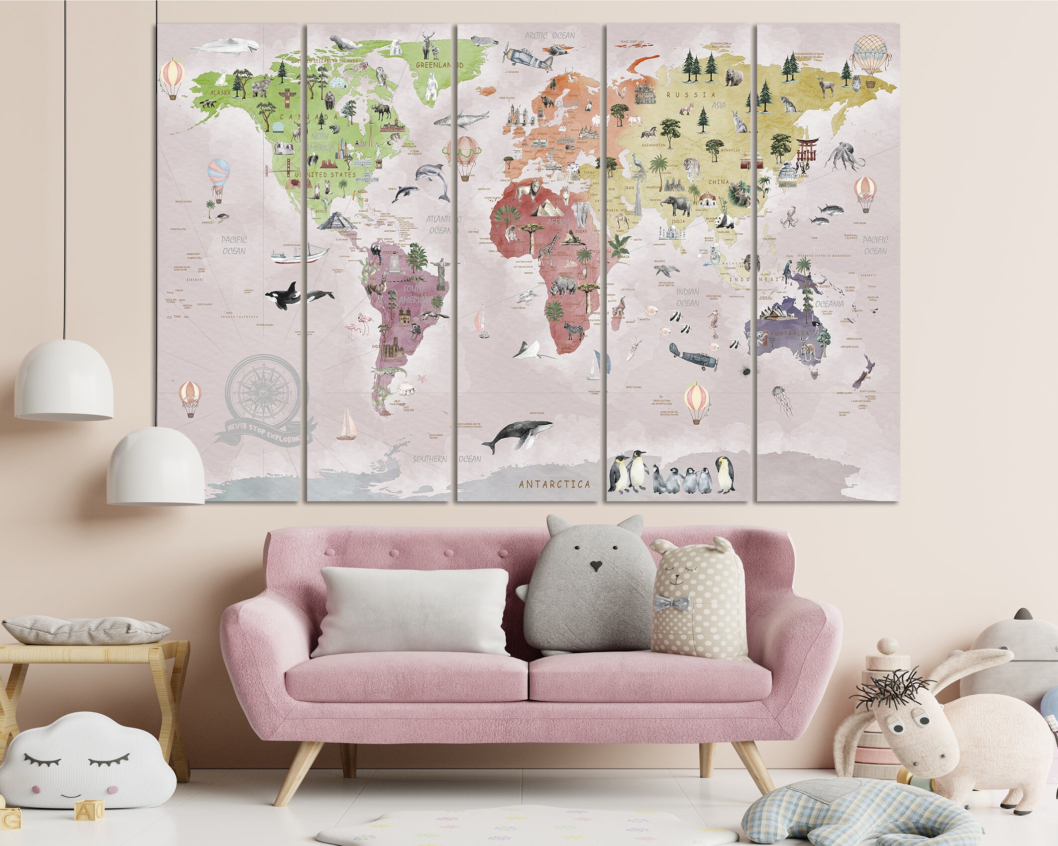 World Map Personalized Educational Gift for Kids Room Decor Kids World ...