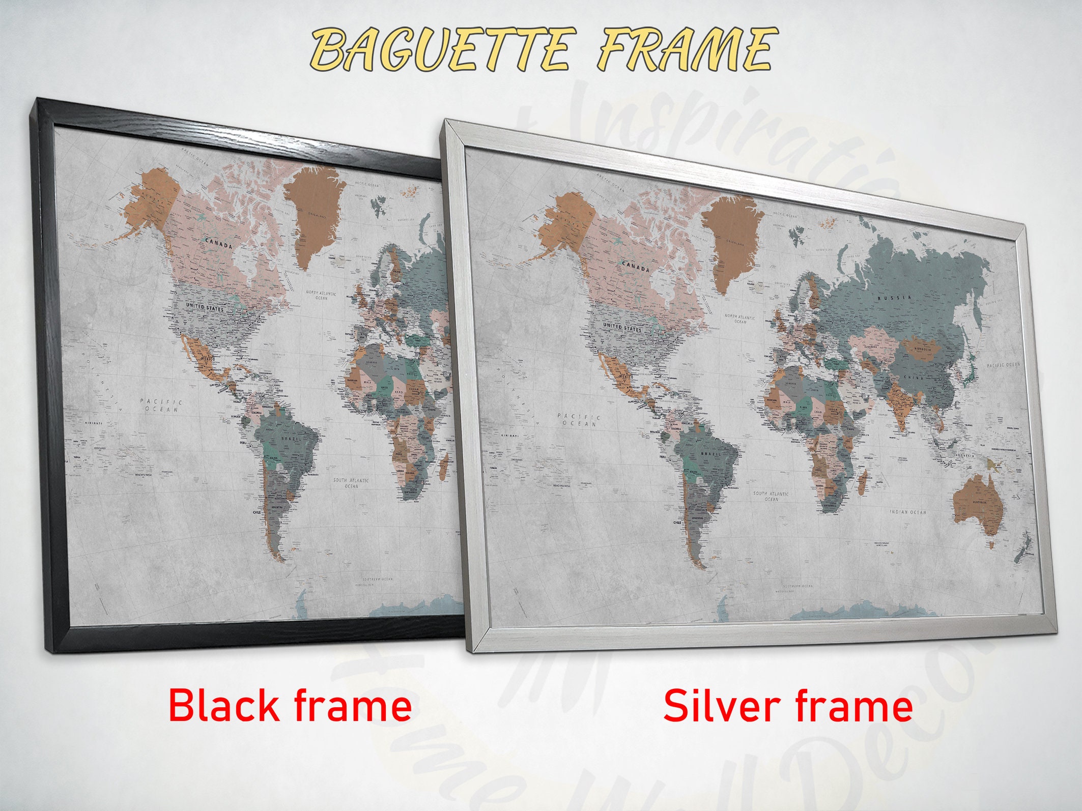 Large Detailed Map to Mark Travels Printable Home Decor Living Room ...