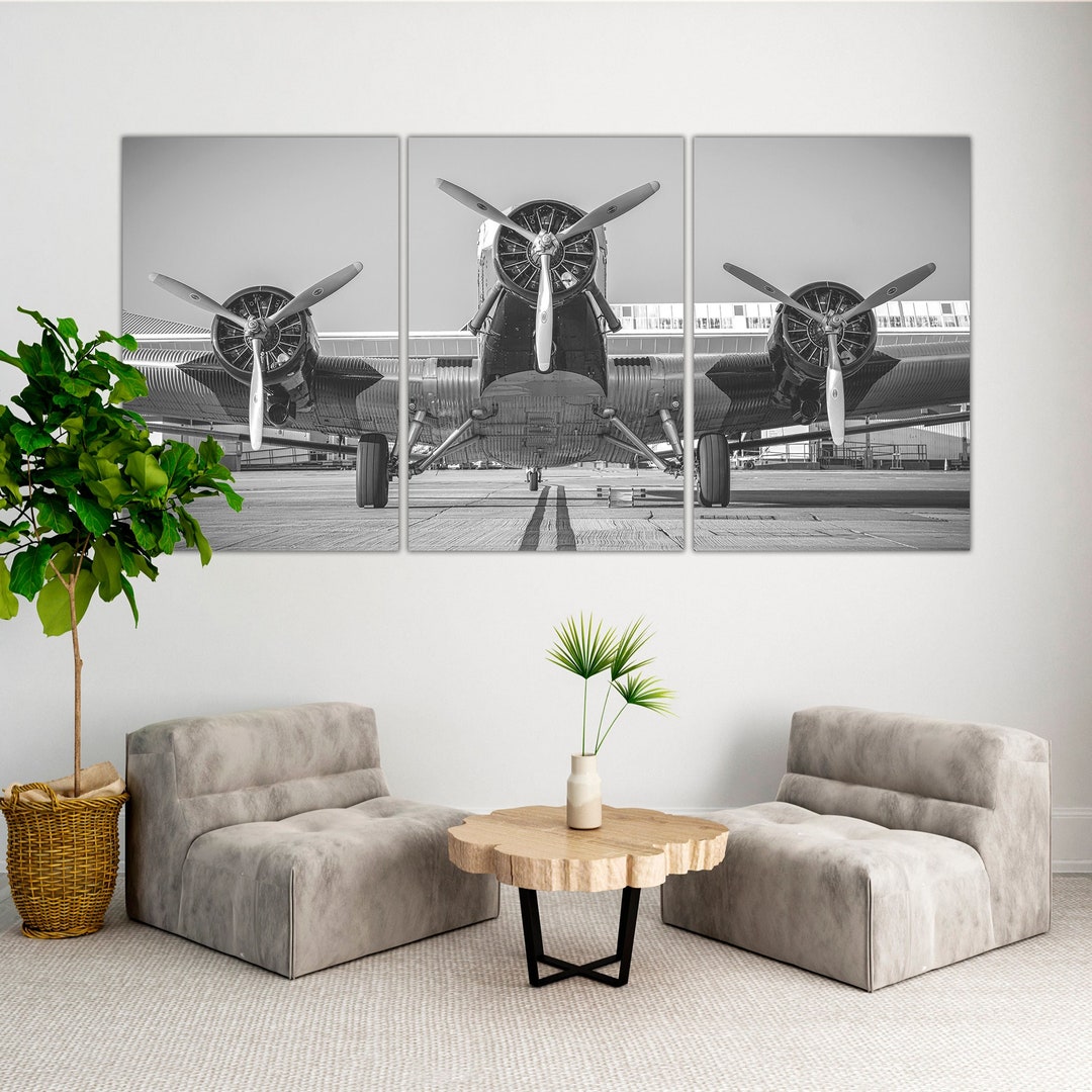 Propeller Airplane Wall Art Canvas Print Aircraft Wall Art Airfield ...