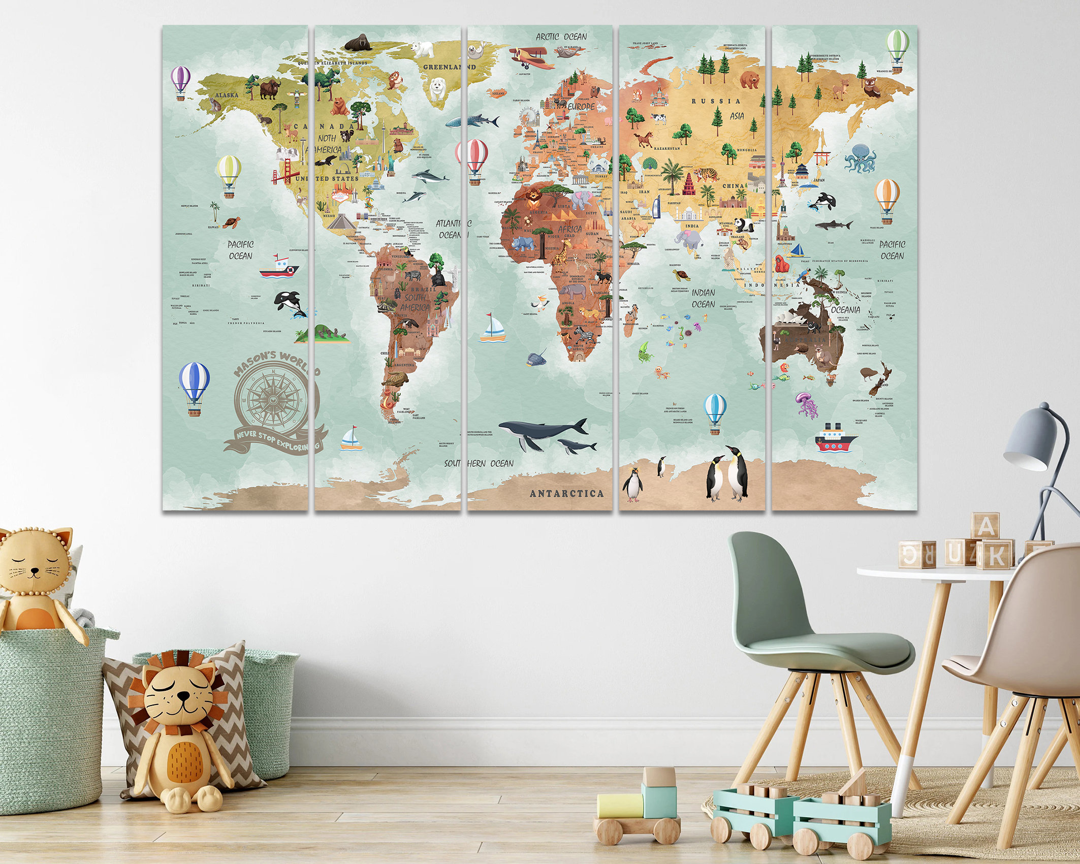 Wanderlust World Map Printable Kids World Map Nursery Homeschooling ...