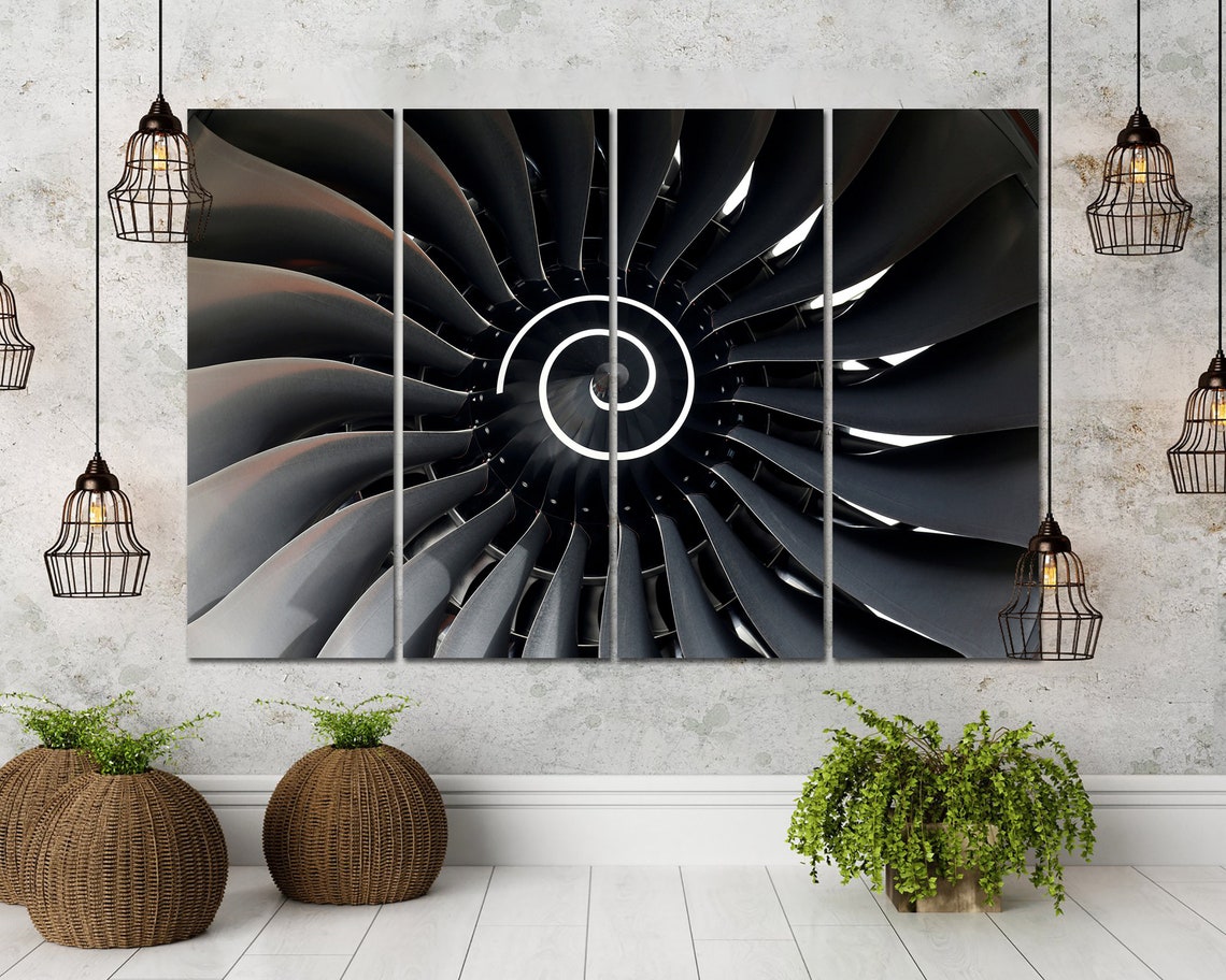 Aitcraft Turbine Jet Engine Wall Art Canvas Plane Engine Print ...