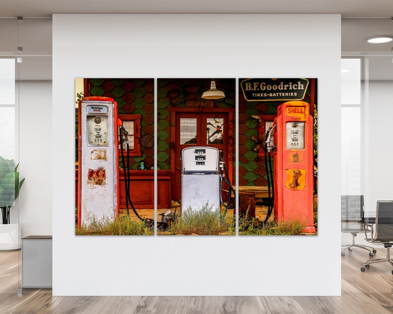 Old Abandoned Gas Station Wall Art Canvas Print Vintage Gas Station ...