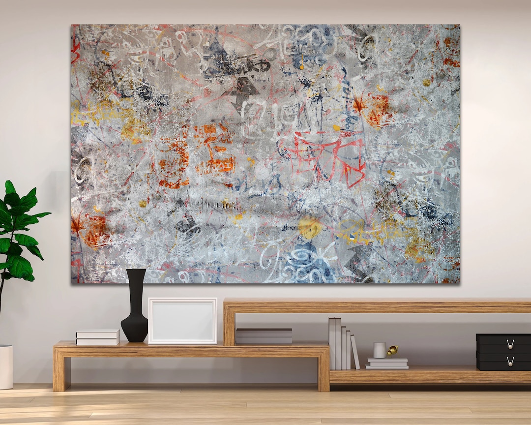 Grey Grunge Graffiti Background Wall Art Canvas Street Art Graffiti ...