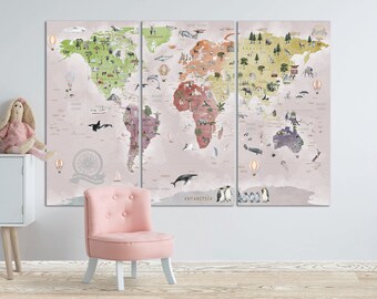 World Map: Printable Poster for Kids (wall Art, Nursery Room Decor ...