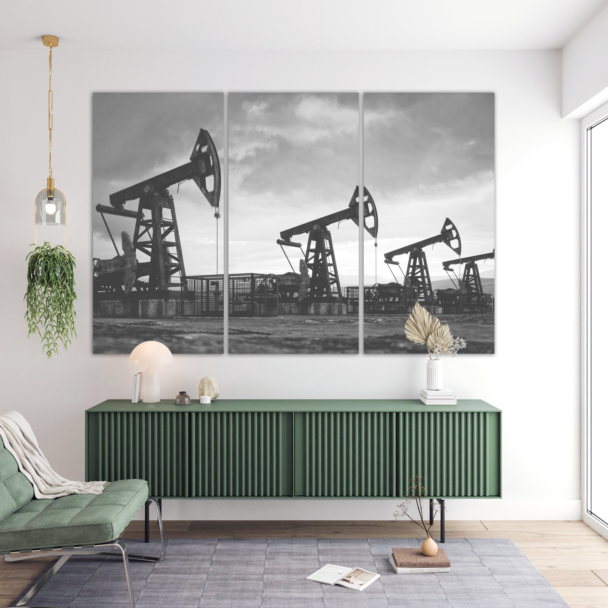 Oil Rig in the Oilfield Large Wall Art Canvas Print Oil and Gas Mining ...