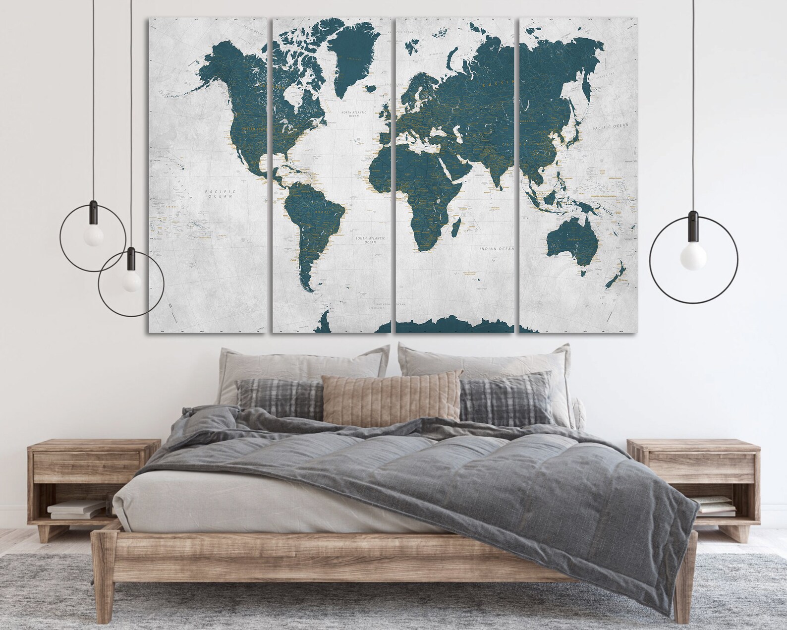 Large Map of Places Visited Home Living Room Wall Decor Giant - Etsy