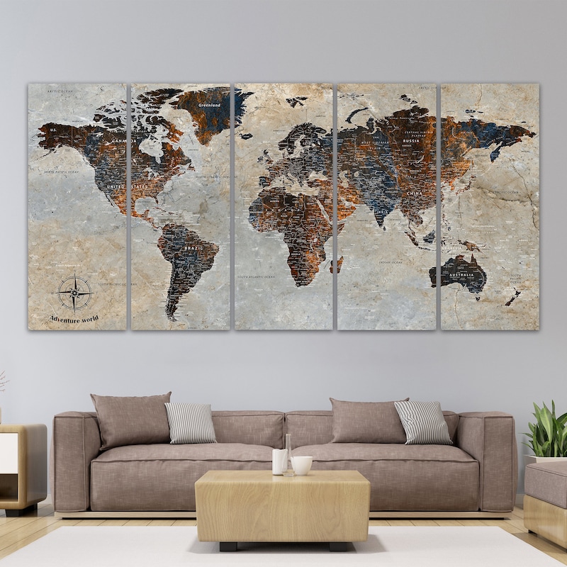 World Map Wall Art - Etsy