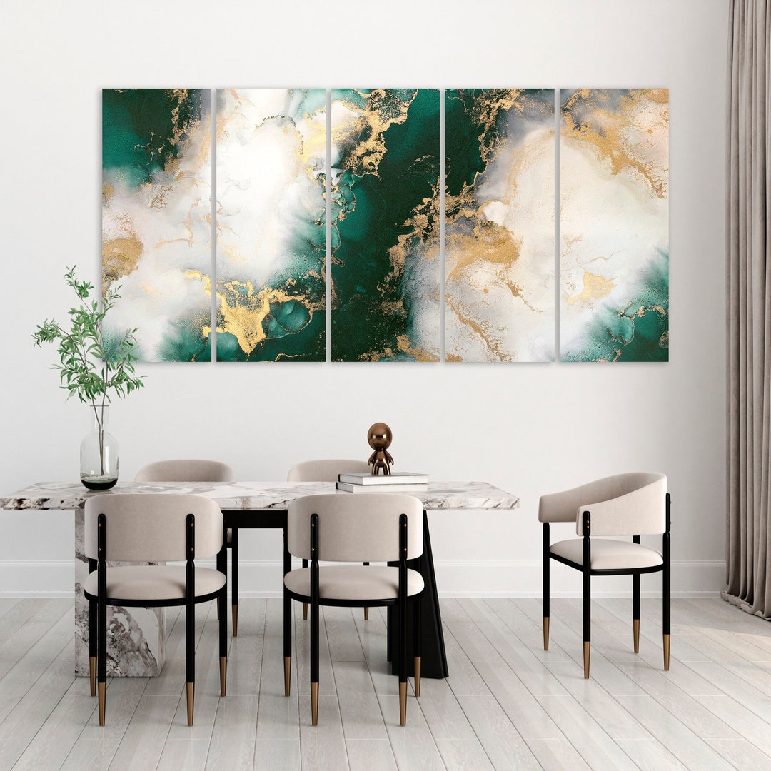 Large Green and Gold Wall Art Multi Panels Canvas Print - Etsy