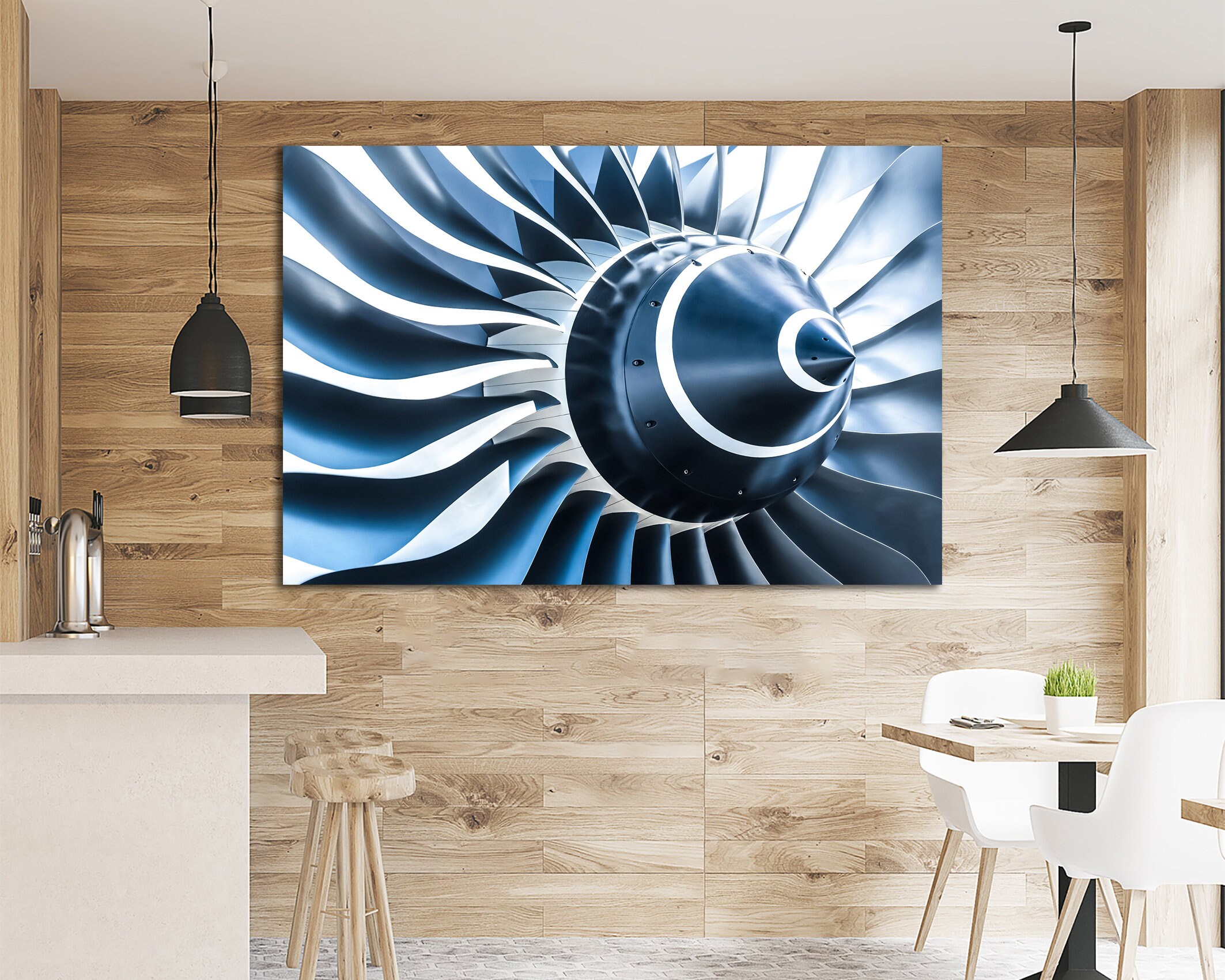 Jet Engine Turbine Wall Art Tech Canvas Print Airplane Engine Wall Art ...