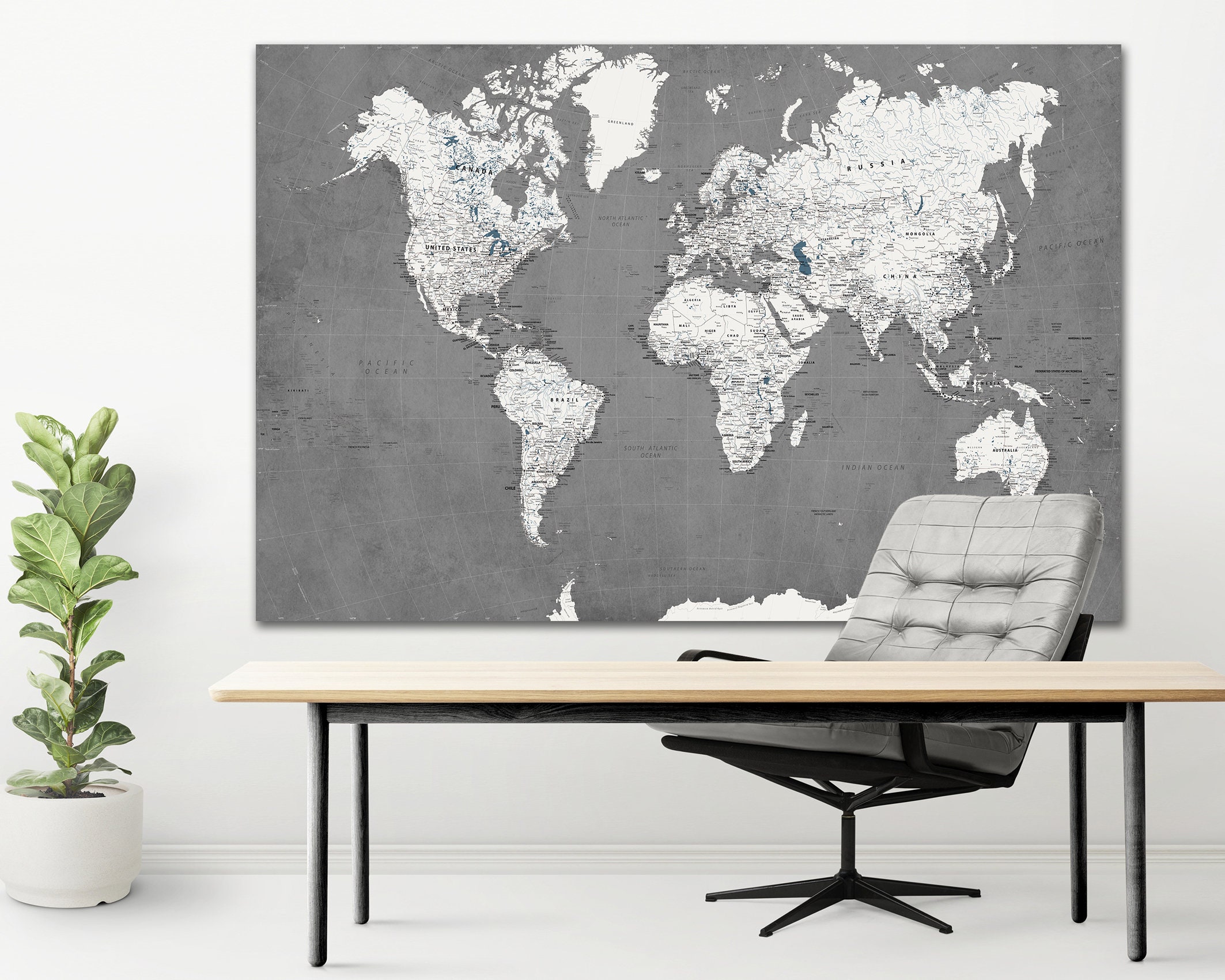 Large Detailed World Map Canvas Push Pin Travels Map Extra Large Wall ...