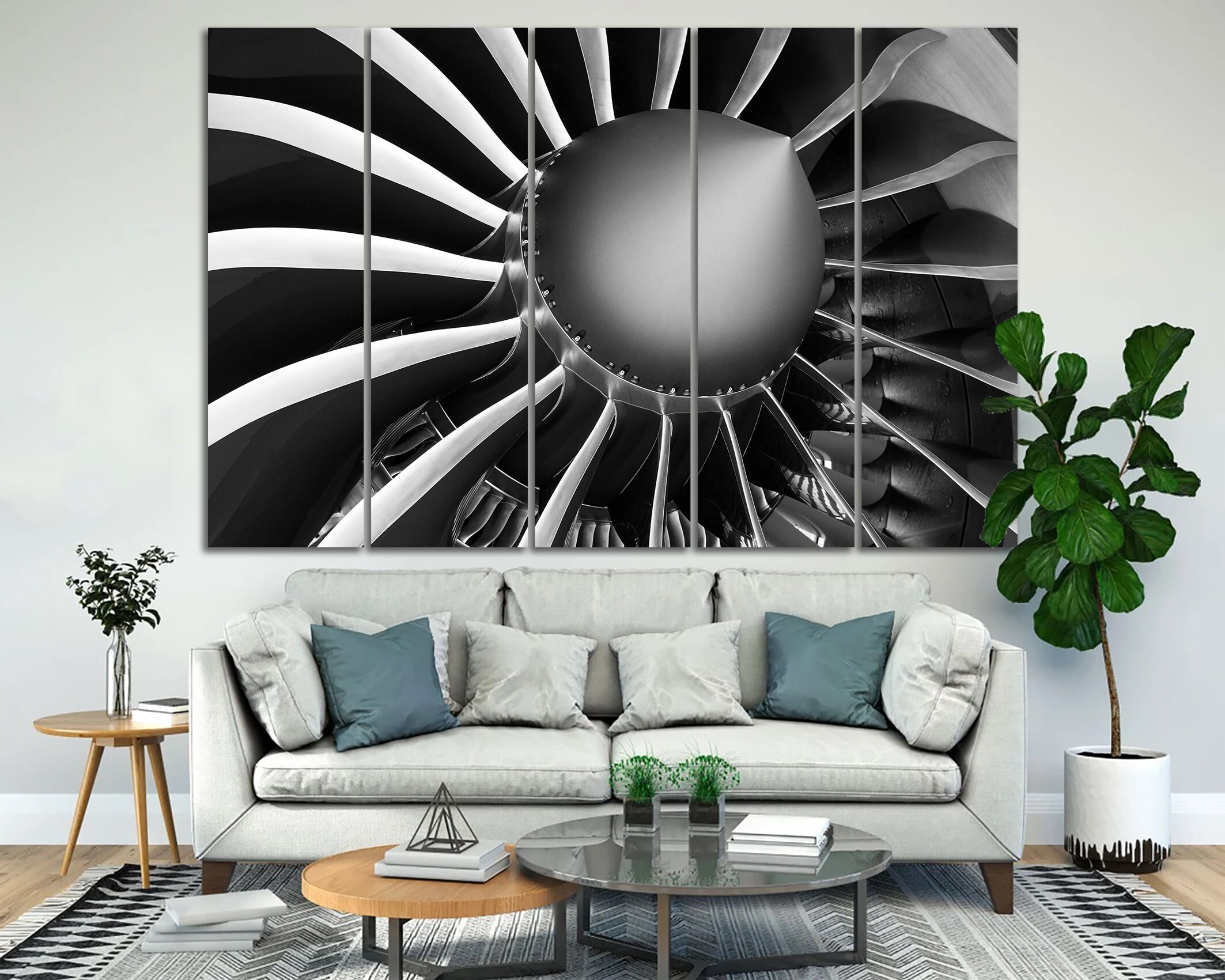 Jet Engine Turbine Wall Art Abstract Geometry Canvas Print - Etsy