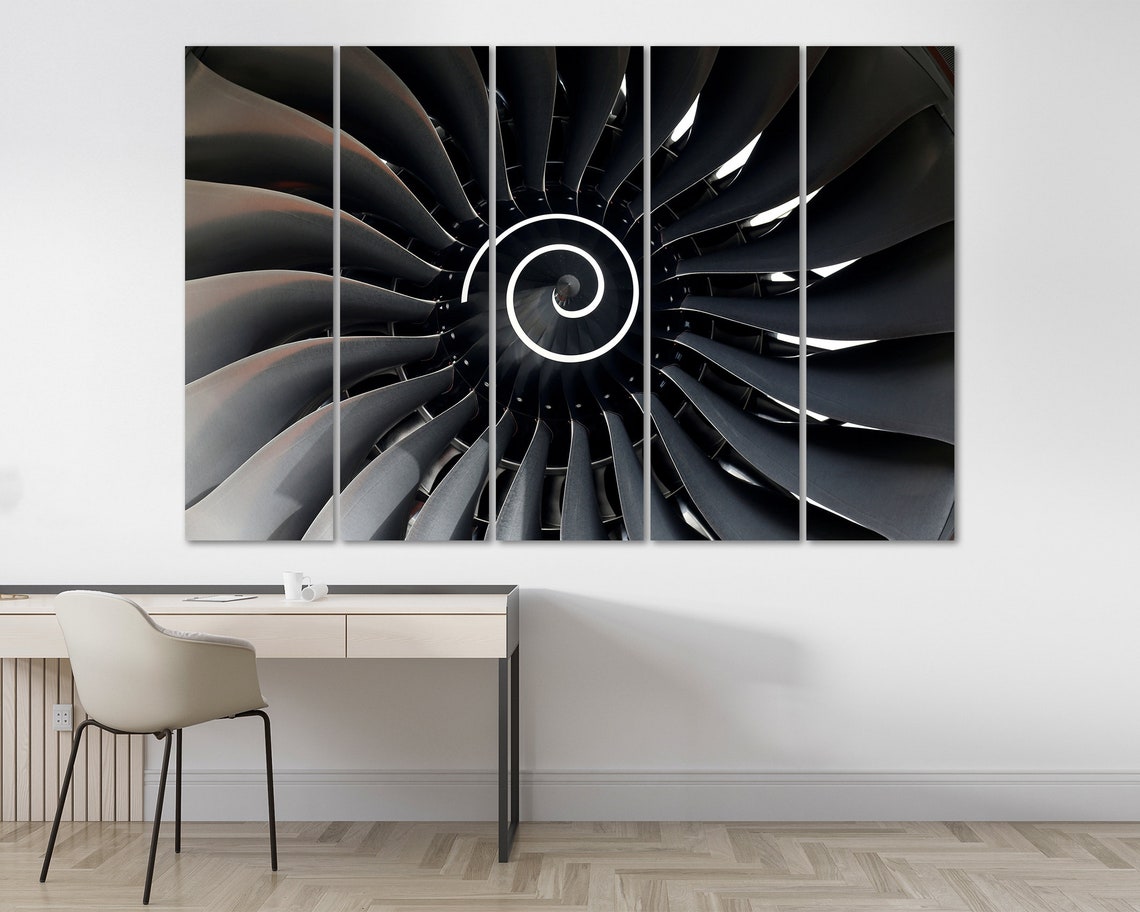 Aitcraft Turbine Jet Engine Wall Art Canvas Plane Engine Print ...