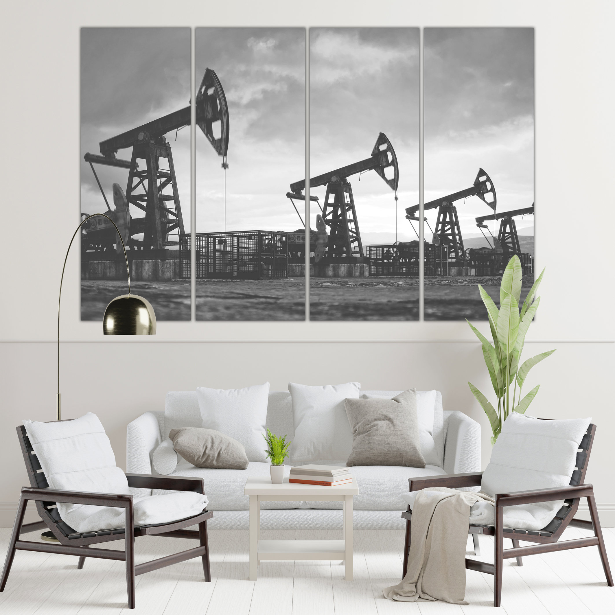 Oil Rig in the Oilfield Large Wall Art Canvas Print Oil and Gas Mining ...