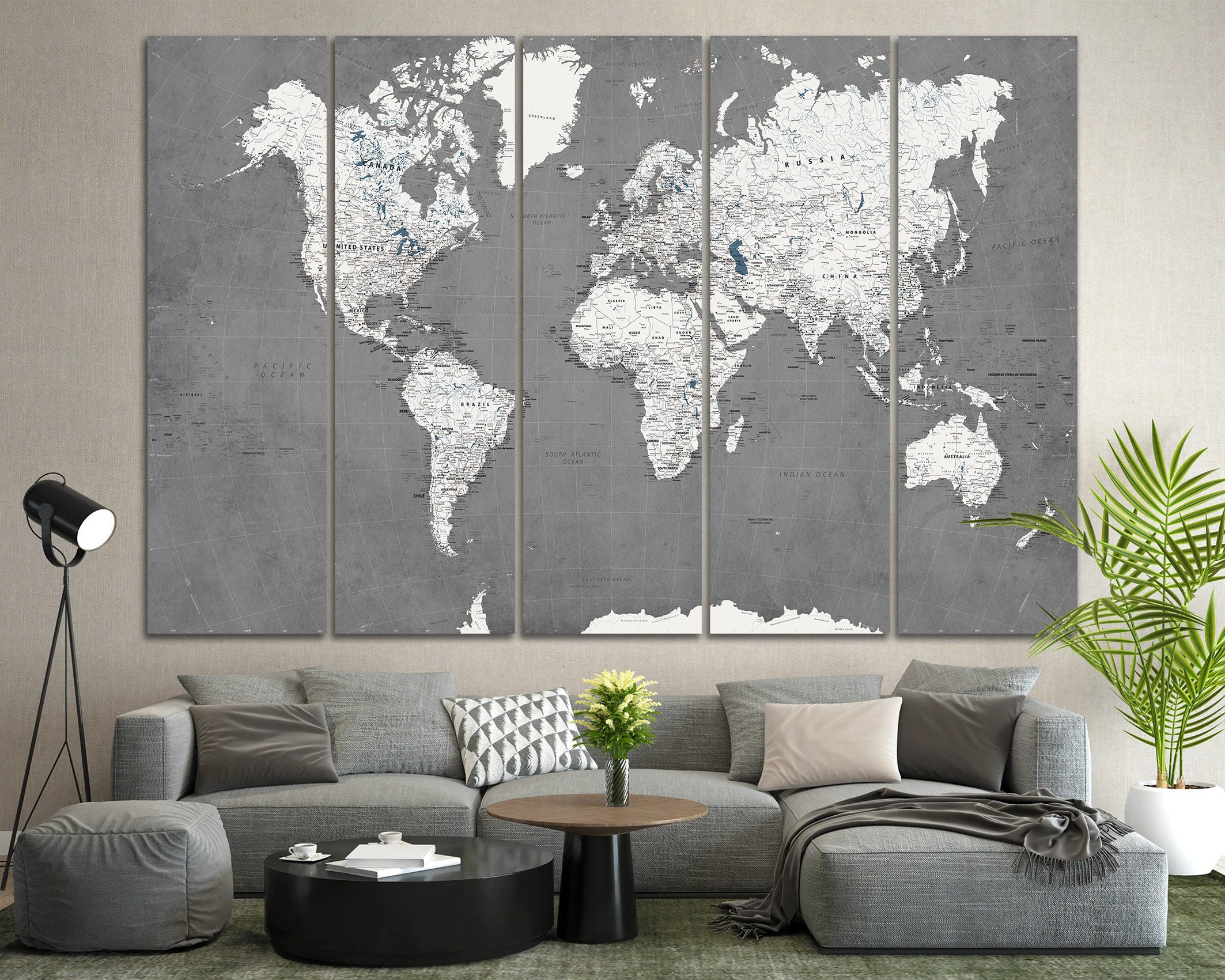 Large Detailed World Map Canvas Push Pin Travels Map Extra Large Wall ...