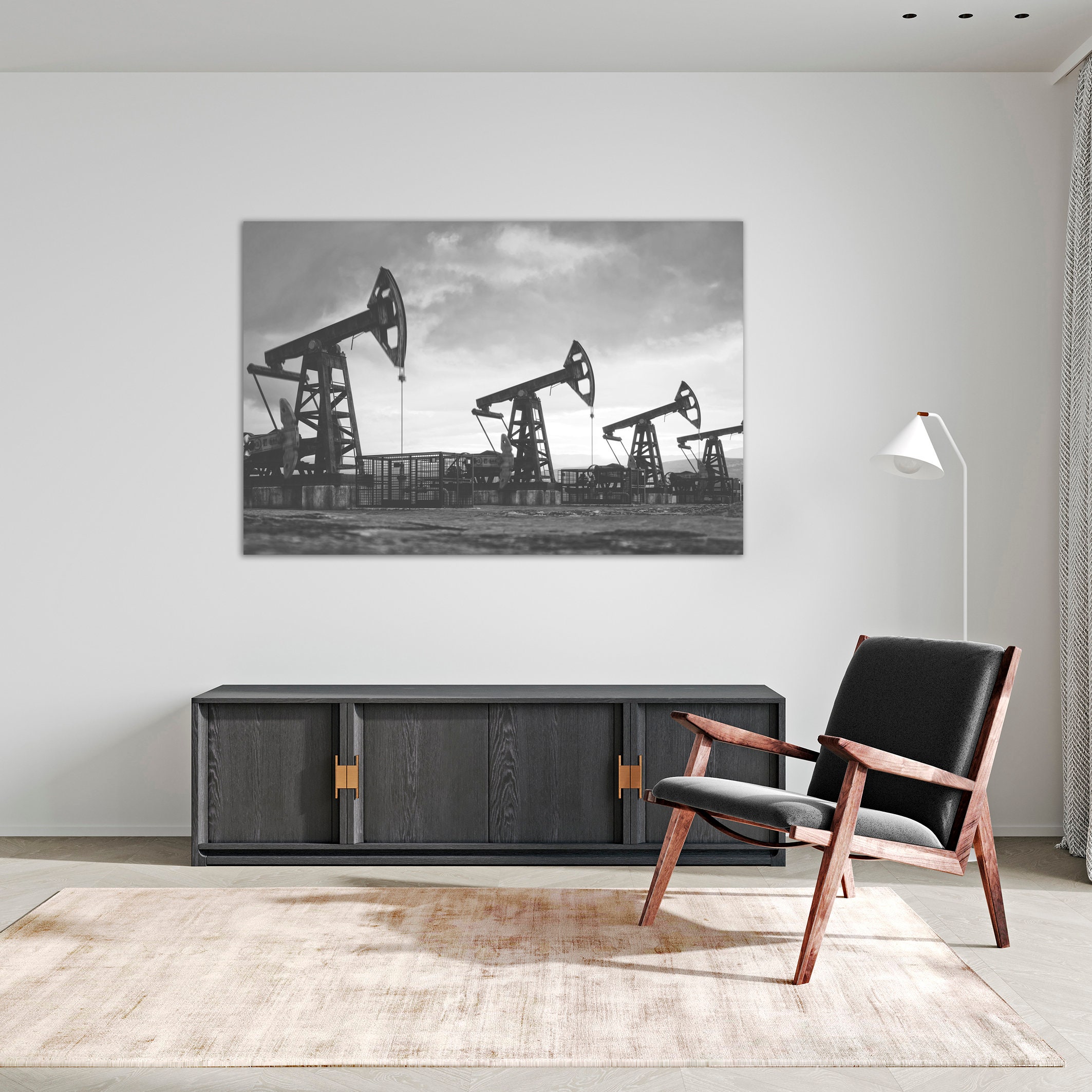 Oil Rig in the Oilfield Large Wall Art Canvas Print Oil and Gas Mining ...